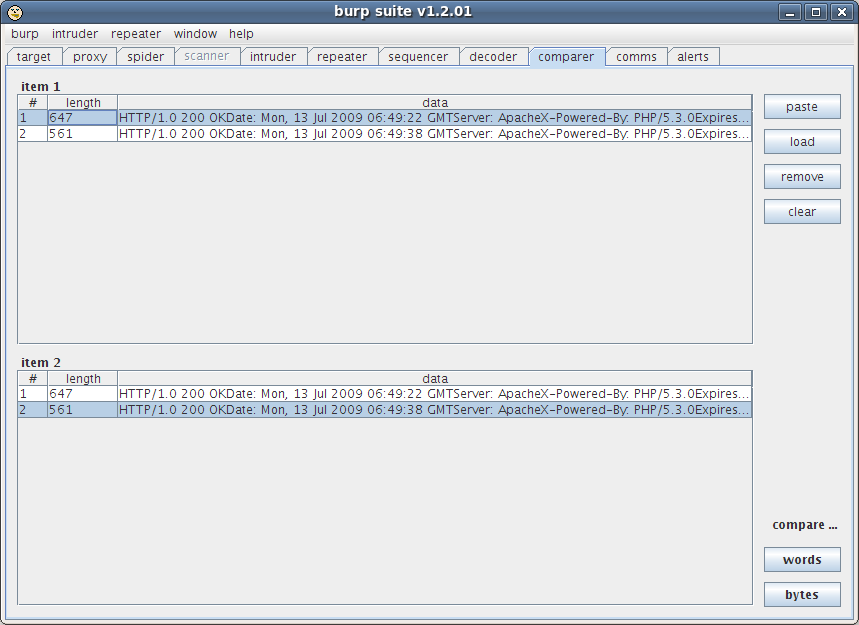 BurpSuite:Comparer - aldeid